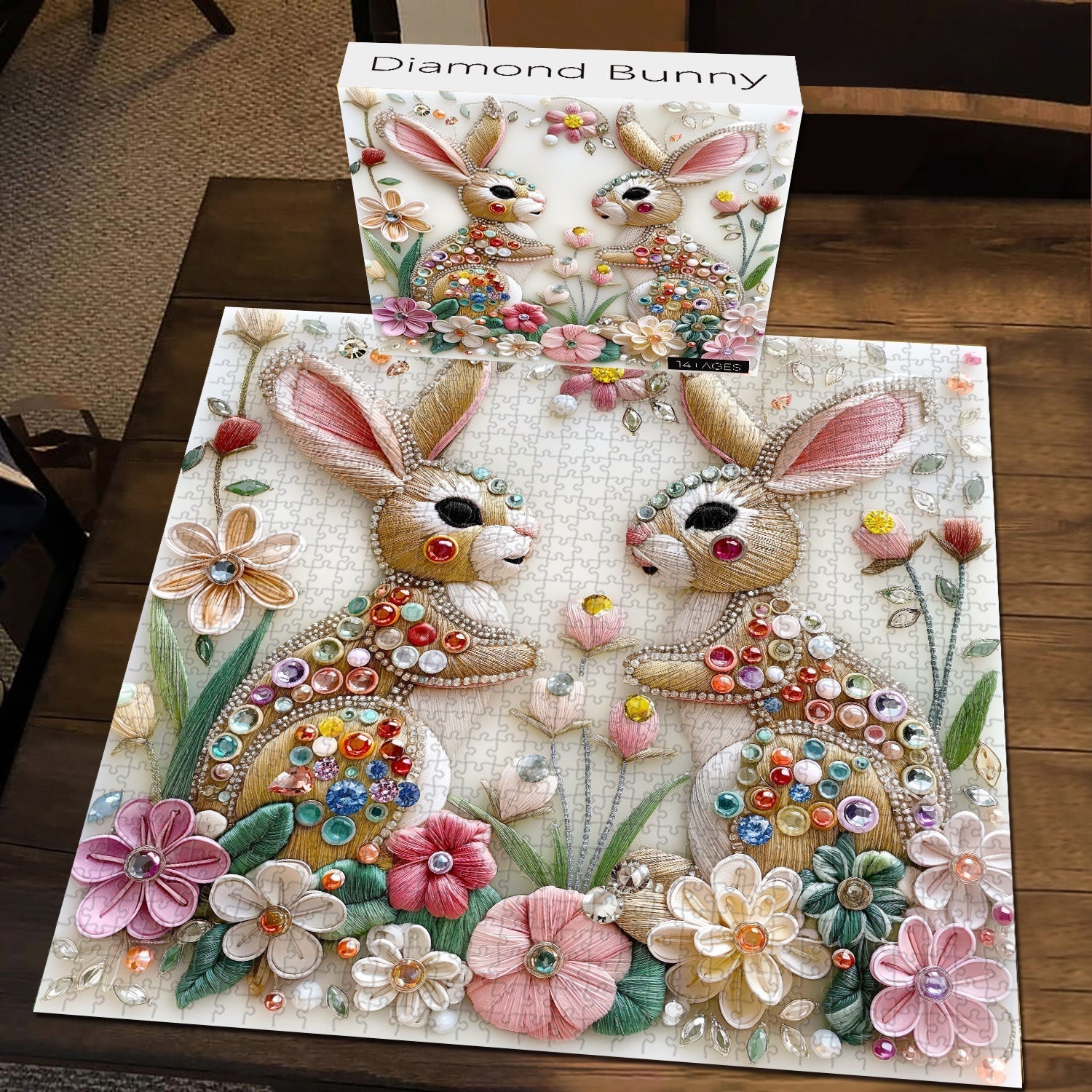 Diamond Bunny Wooden Jigsaw Puzzle 1000 Pieces – Puzzloom