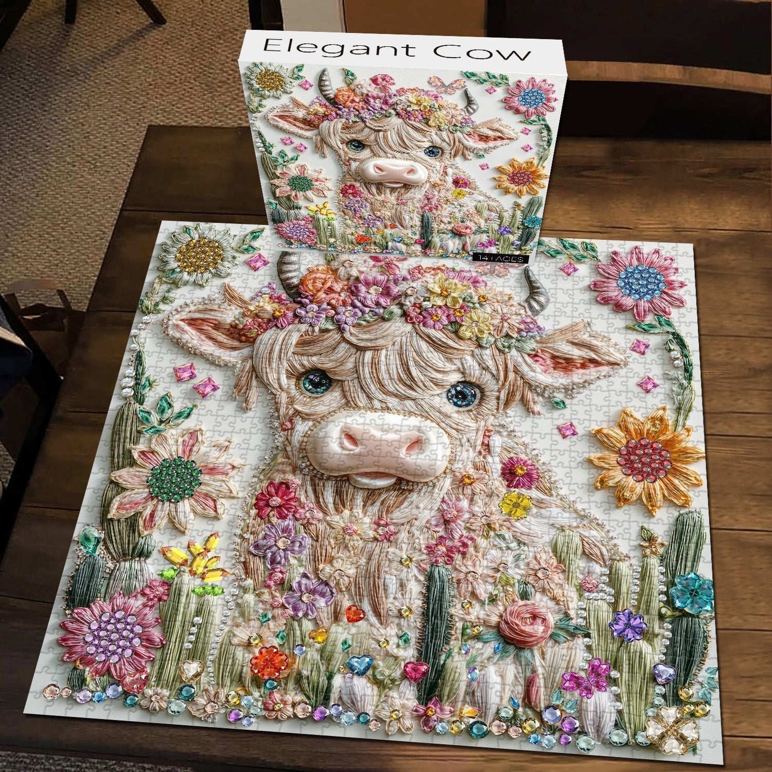 Elegant Cow Wooden Jigsaw Puzzle 1000 Pieces – Puzzloom