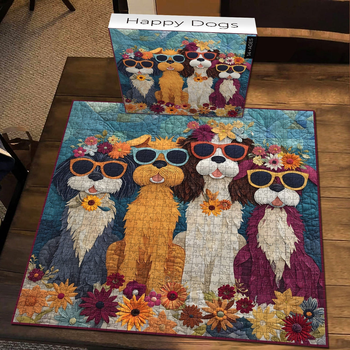 Happy Dogs Wooden Jigsaw Puzzle 1000 Pieces – Puzzloom
