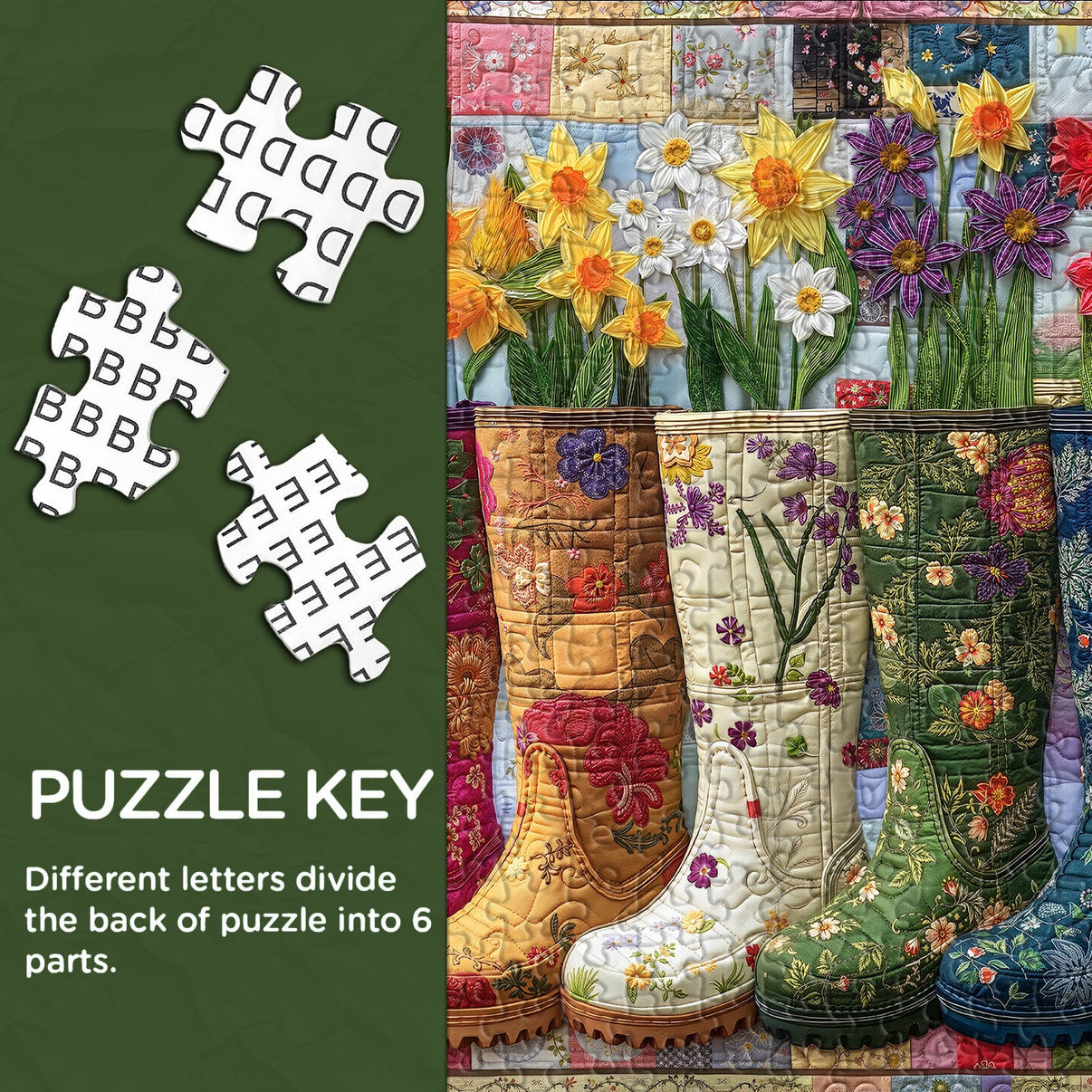 Floral Garden Boots Wooden Jigsaw Puzzle 1000 Pieces – Puzzloom