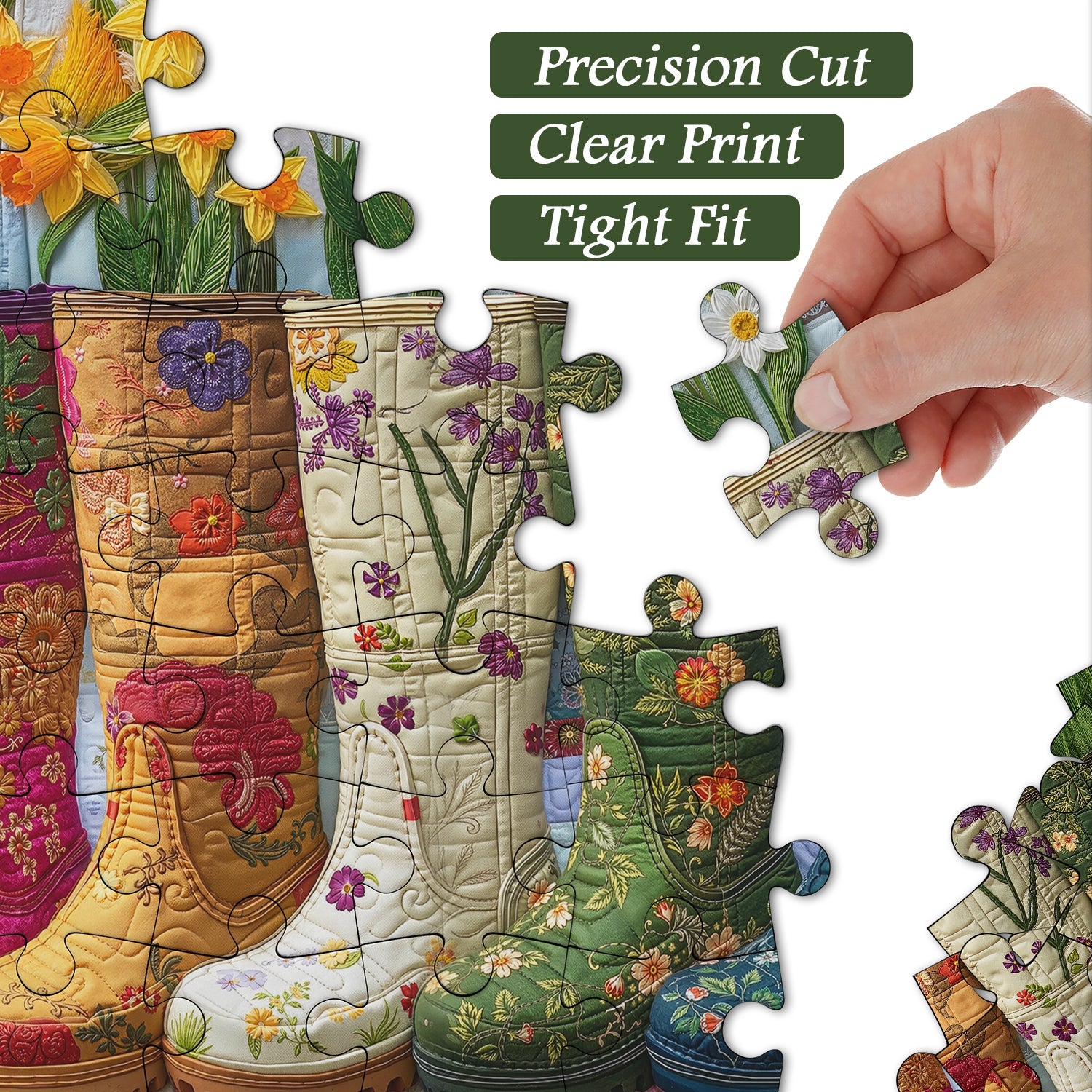 Floral Garden Boots Wooden Jigsaw Puzzle 1000 Pieces – Puzzloom