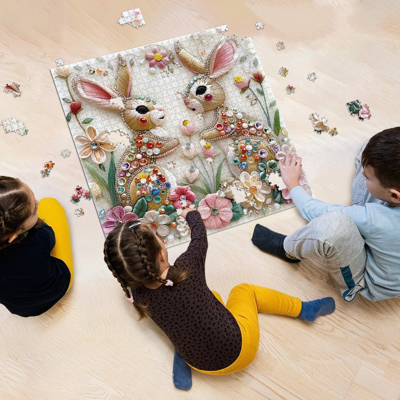 Diamond Bunny Wooden Jigsaw Puzzle 1000 Pieces – Puzzloom