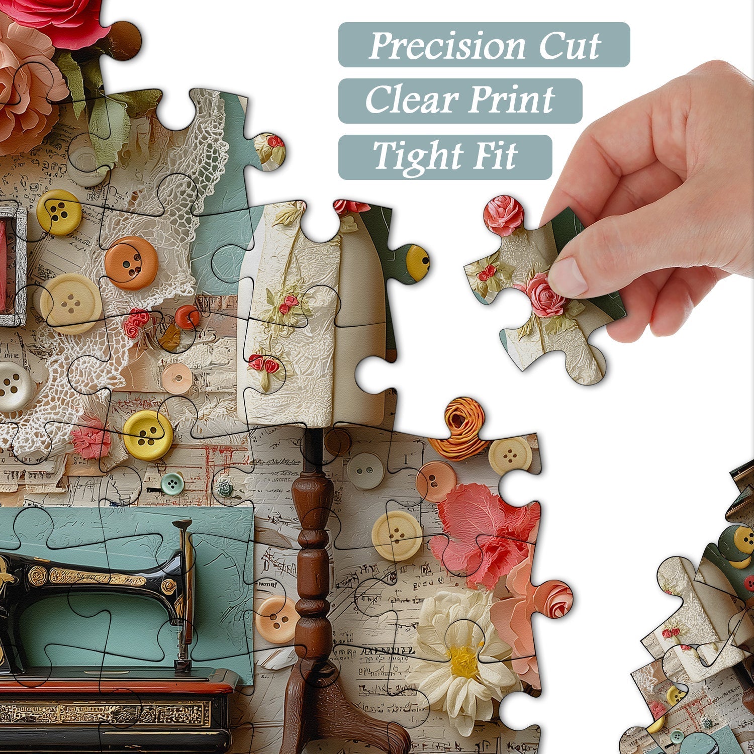 Floral Sewing Atelier | 1000-Piece Wooden Jigsaw Puzzle – Puzzloom