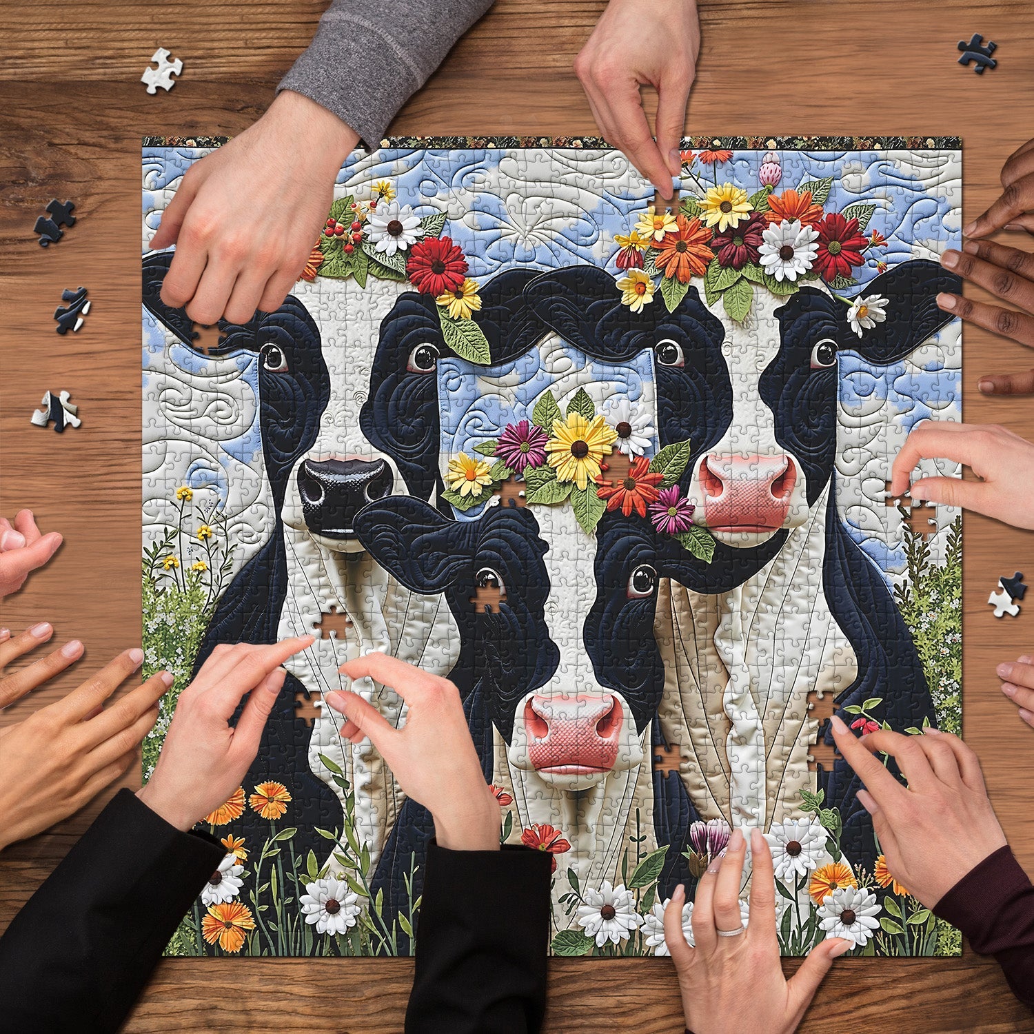 Pasture Cows | 1000-Piece Wooden Jigsaw Puzzle – Puzzloom