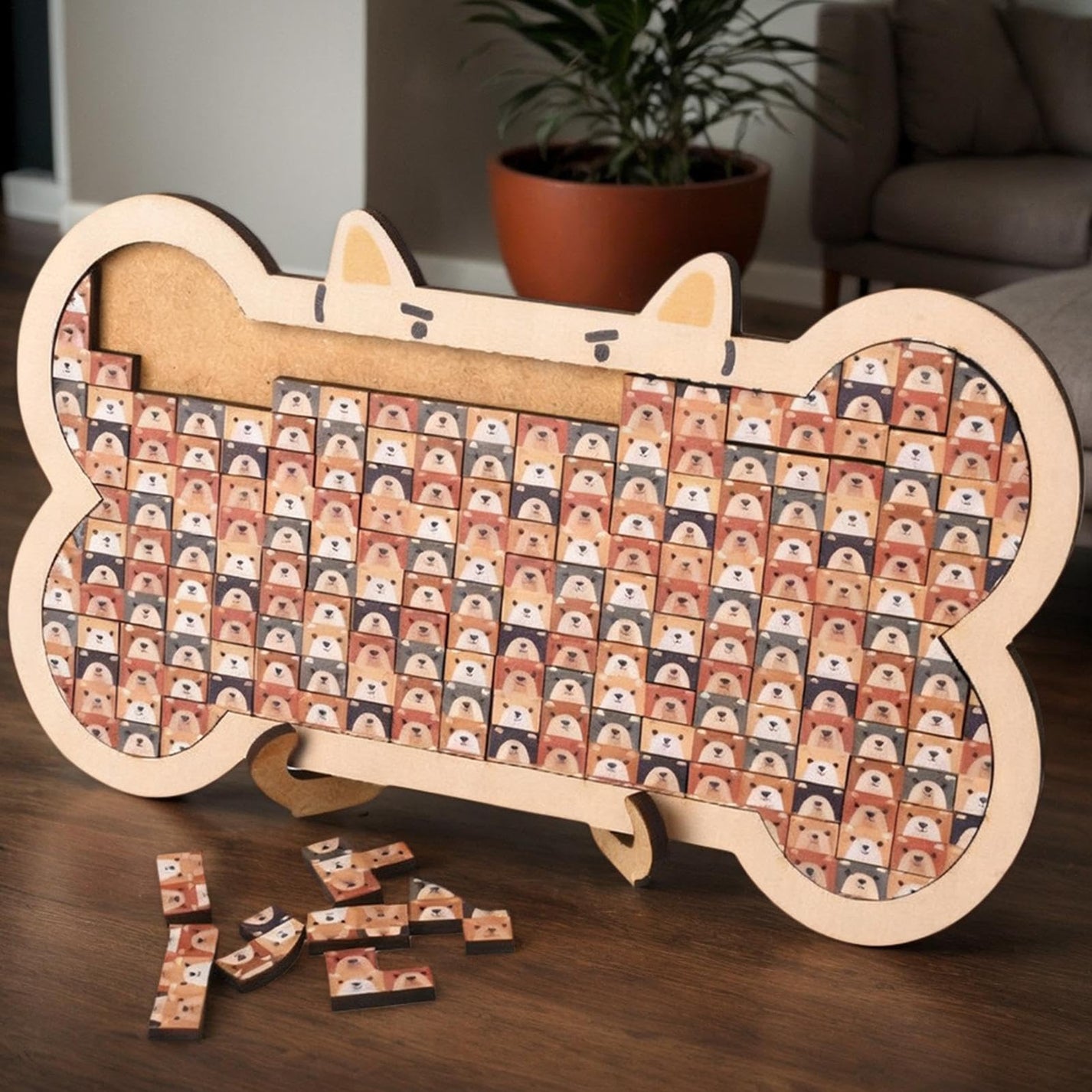 Wooden Colored Dog Bone Shaped Tray Jigsaw Puzzles – Puzzloom